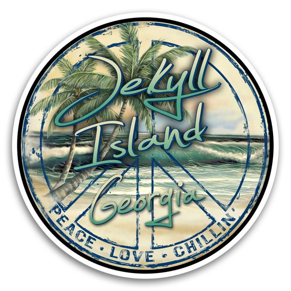 Jekyll Island, GA Peace 4" Sticker – Print Art Wholesale